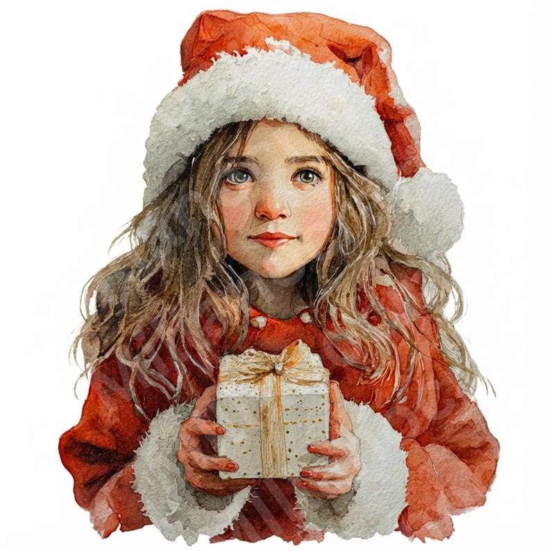 14 Christmas Little Girl Clipart Bundle, Snow Girl Watercolor PNG ...