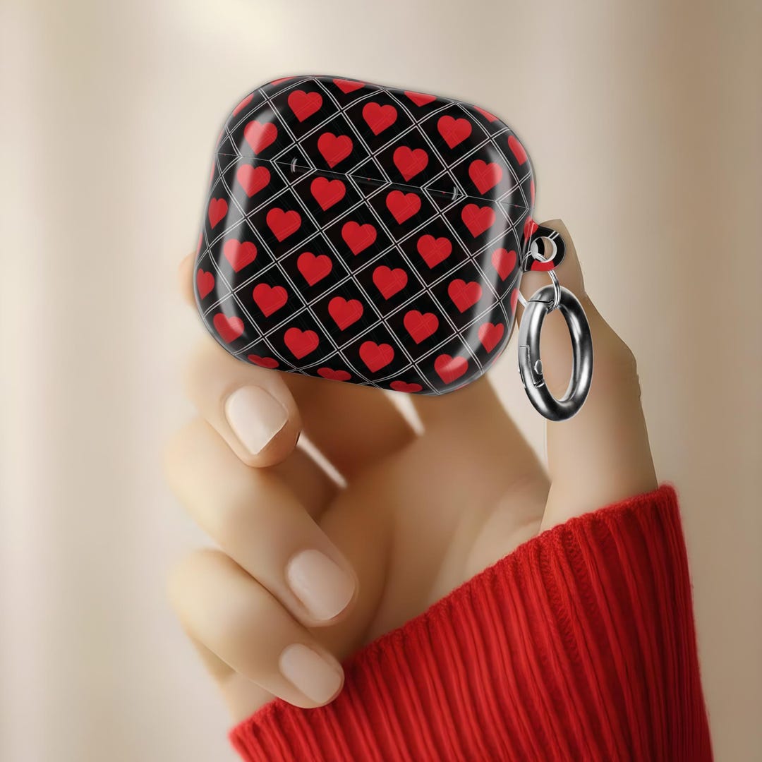 Red Heart Pattern AirPod Case | Airpods Case Cover, Heart Design Case ...