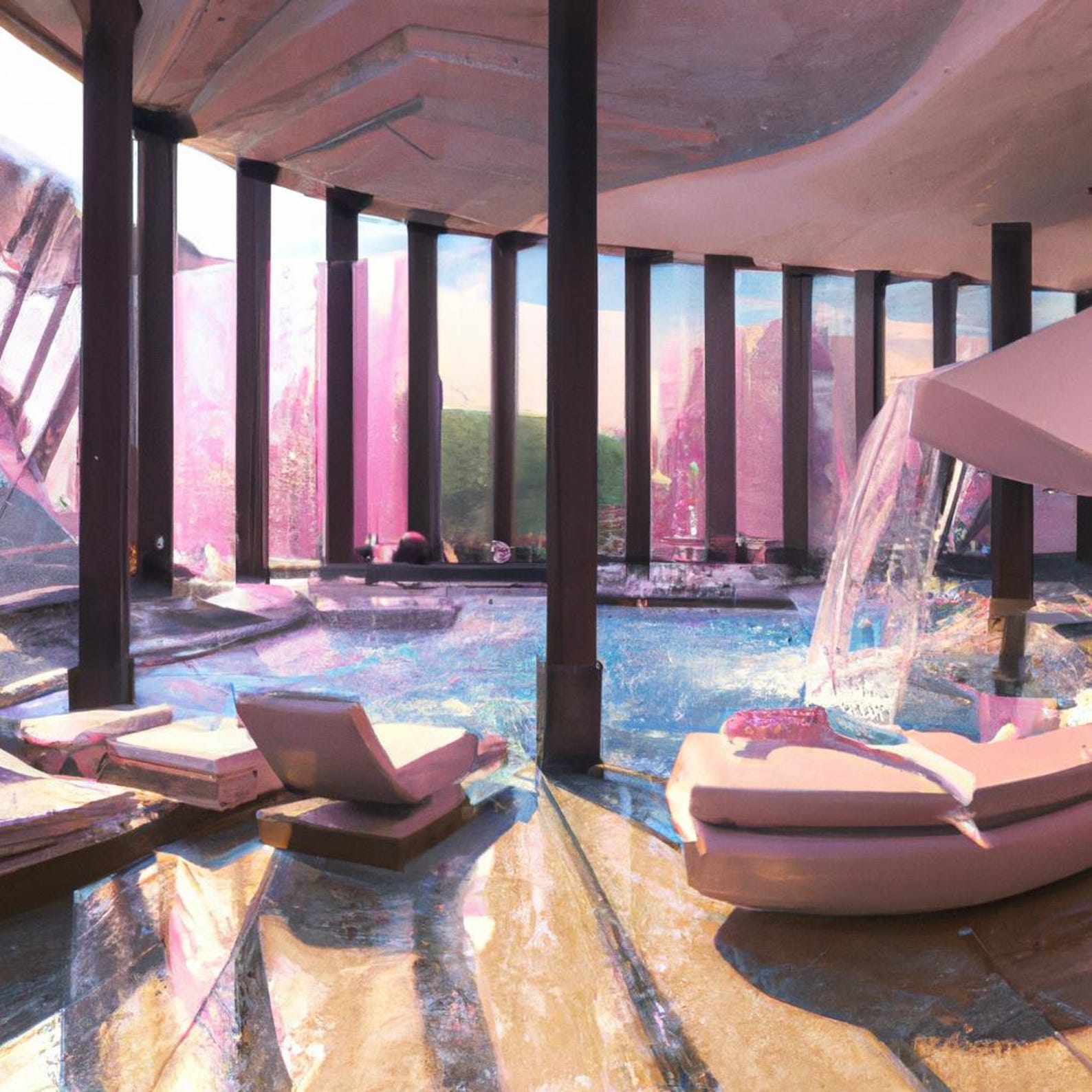 Futuristic Indoor Pool Lounge - Etsy