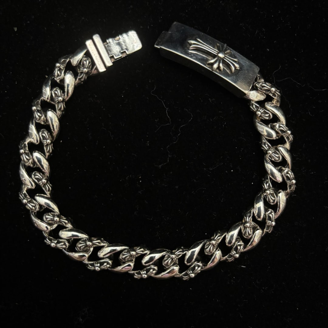 Gothic Style Y2k Punk Cross Cuban Chain Bracelet Chrome, 8 In/8.5 in ...