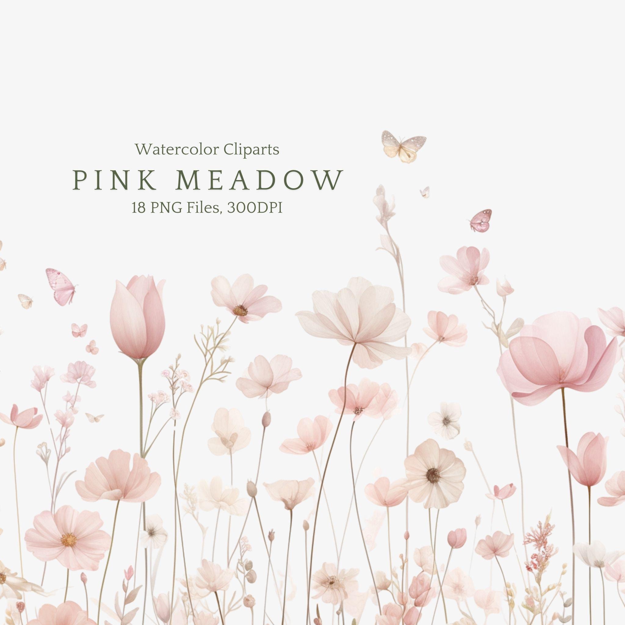 Watercolor Floral Borders Frames Png, Pink Wildflowers Clipart, Pink ...