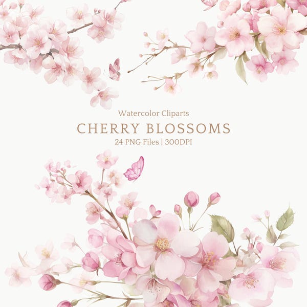 Cherry Blossom Clipart - Etsy