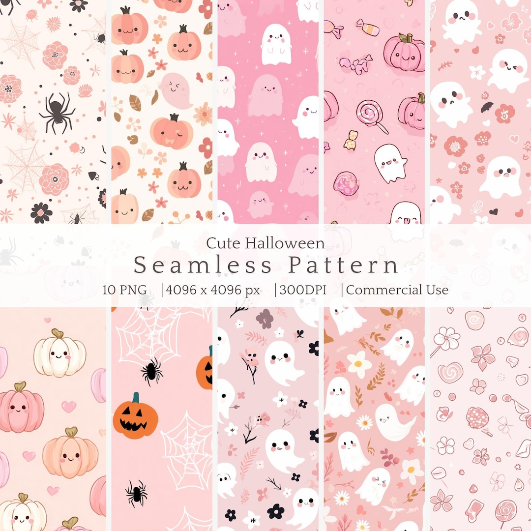 Cute Halloween Seamless Repeat Pattern, Girly Pink Halloween, Coquette ...
