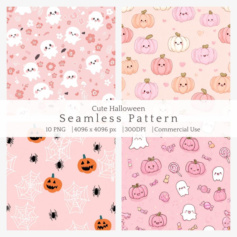 Cute Halloween Seamless Repeat Pattern, Girly Pink Halloween, Coquette ...
