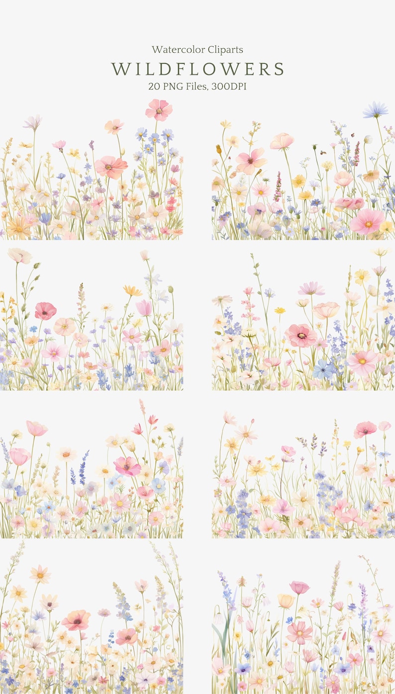 Watercolor Floral Border Png, Wildflowers Borders, Wild Flowers Clipart ...