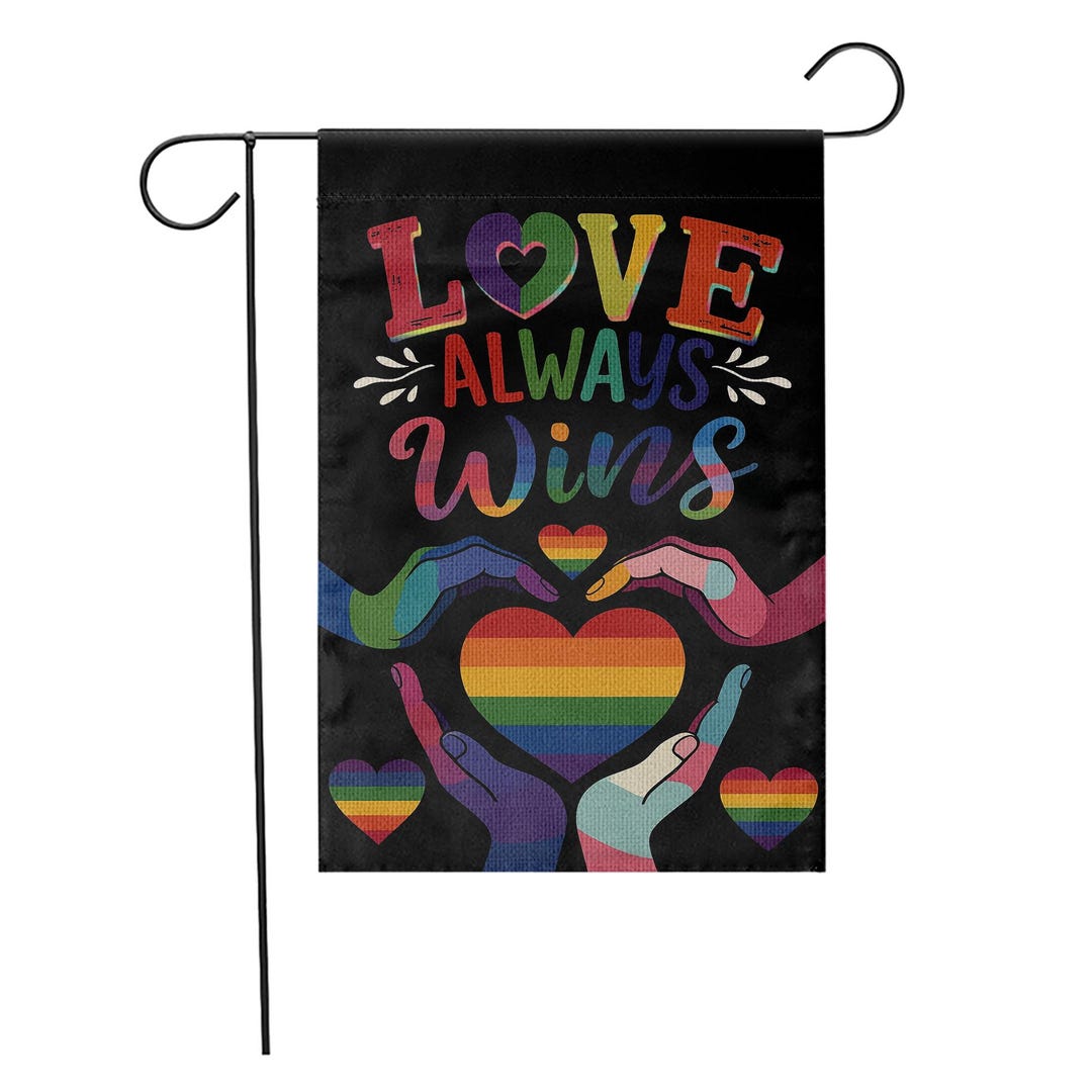 Love Always Wins Garden Flag, LGBT Pride Yard Banner, Rainbow Outdoor ...