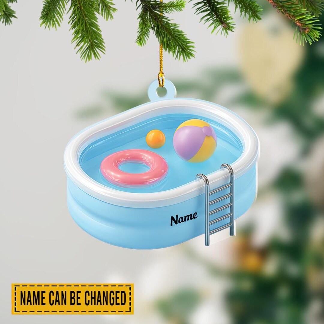 Personalized Swimming Pool Christmas Ornament, Child Pool Ornament ...