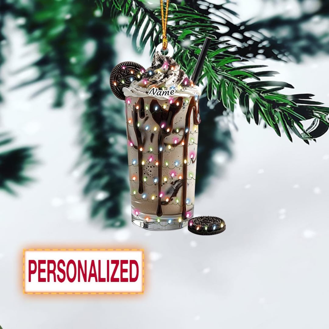 Personalized Milkshake 2D Flat Ornament, Milkshake Christmas Decor ...