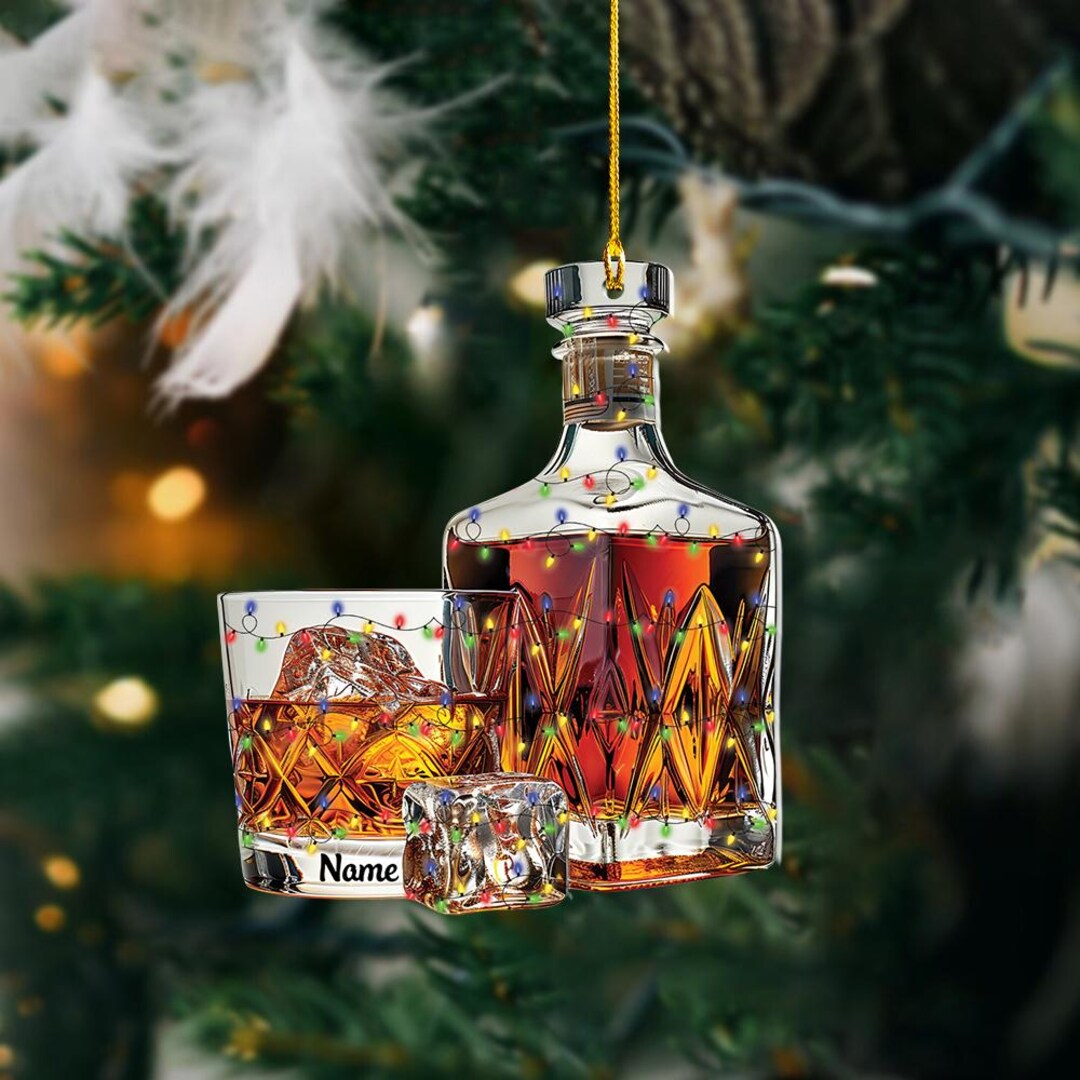 Personalized Bourbon Whiskey Ornament, Custom Drink Lover Xmas Décor ...