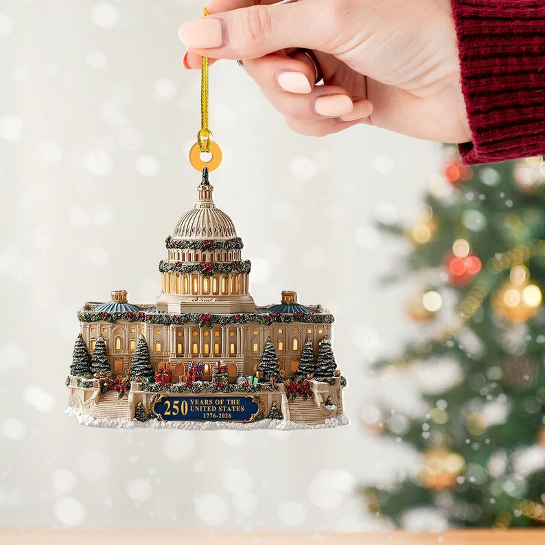 250 Years USA Ornament 1776-2026, Capitol Building Christmas Decoration ...