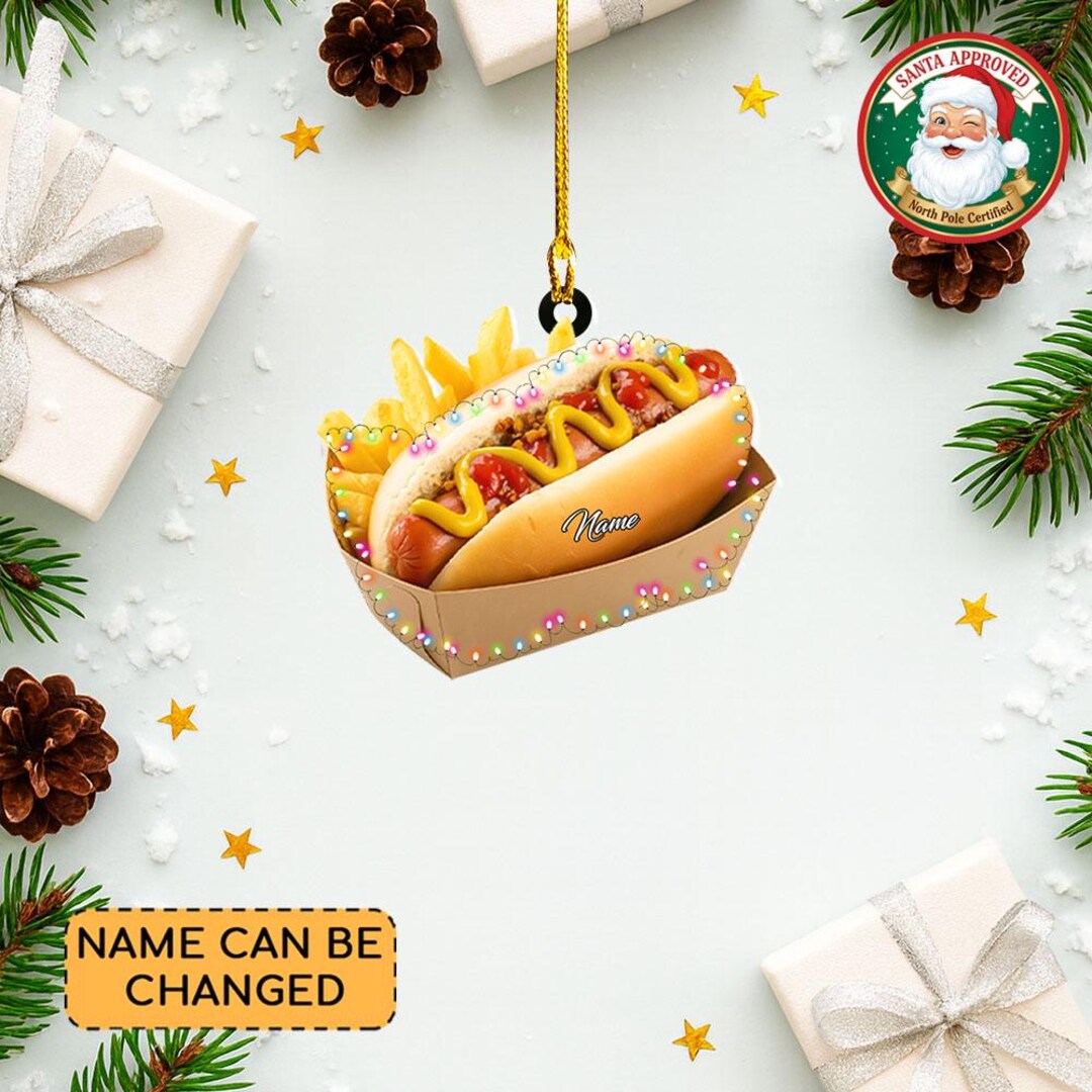 Personalized Hotdog and French Fries Christmas Ornament, Hotdog ...