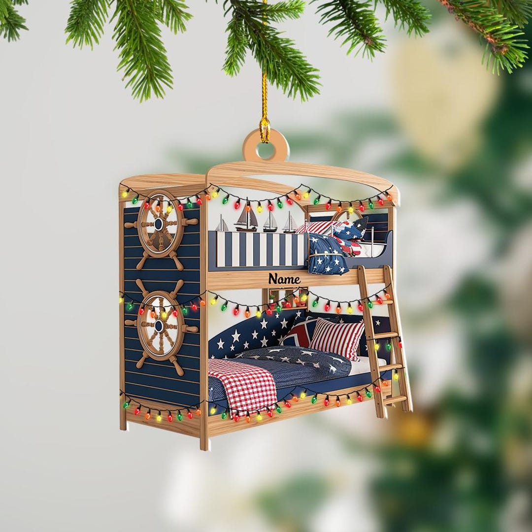 Bunk Bed 2D Flat Christmas Ornament, Christmas Bedroom Decor, Custom ...
