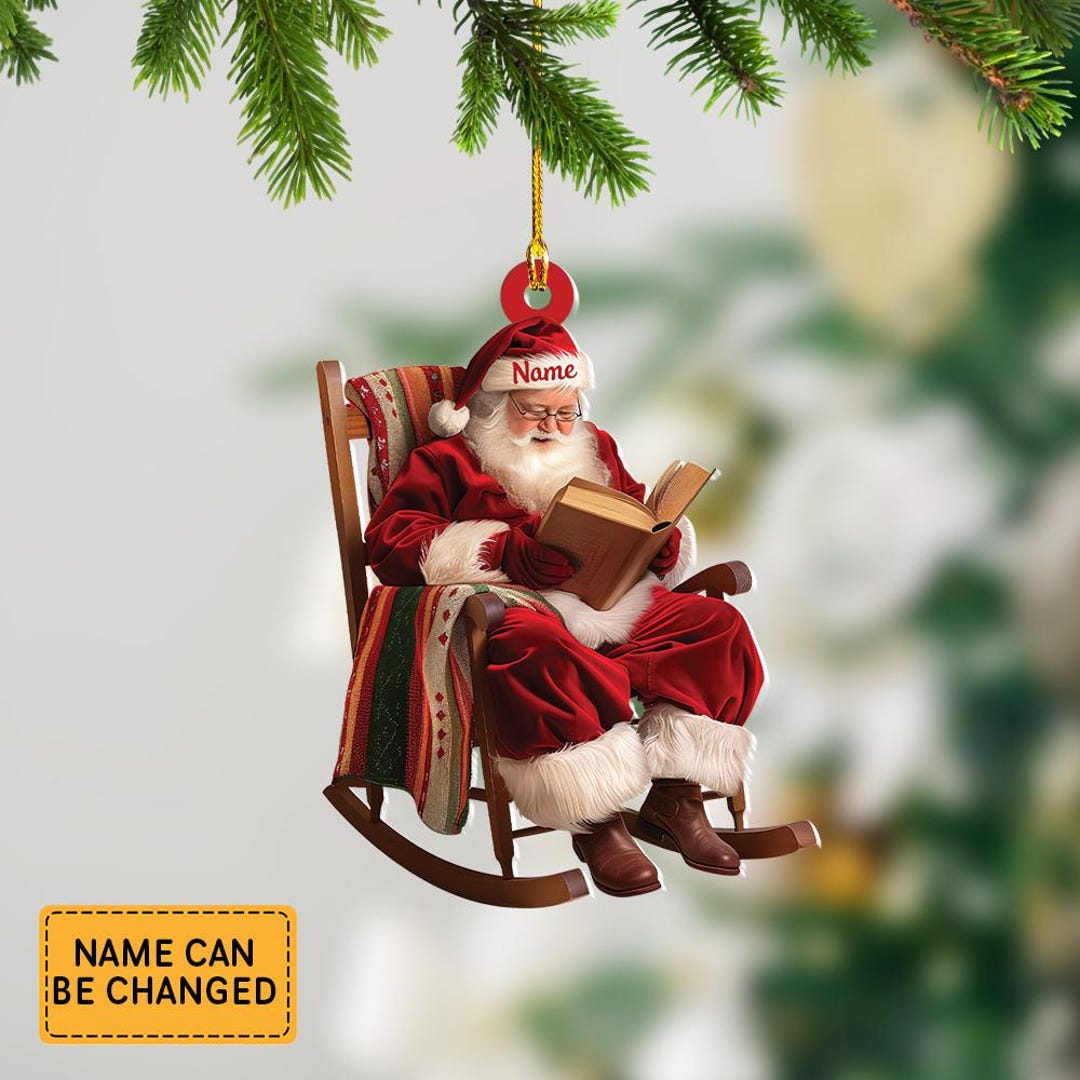 Personalized Santa Claus Rocking Chair Read Book Christmas Ornament ...