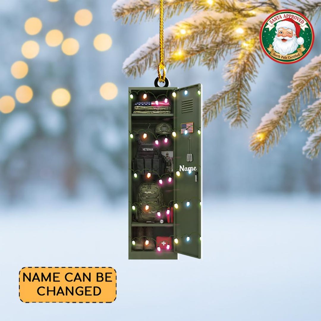 Personalized Military Locker Christmas Ornament, Veteran Gear Decor ...