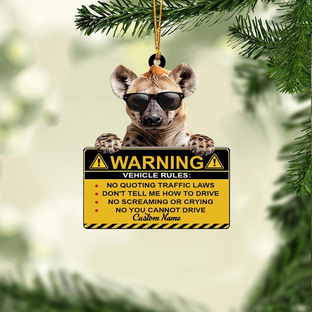 Personalized Hyena Ornament, Hyena Christmas Ornament, Hyena Car Ornament, Hyena Lover Gift, Pet ...