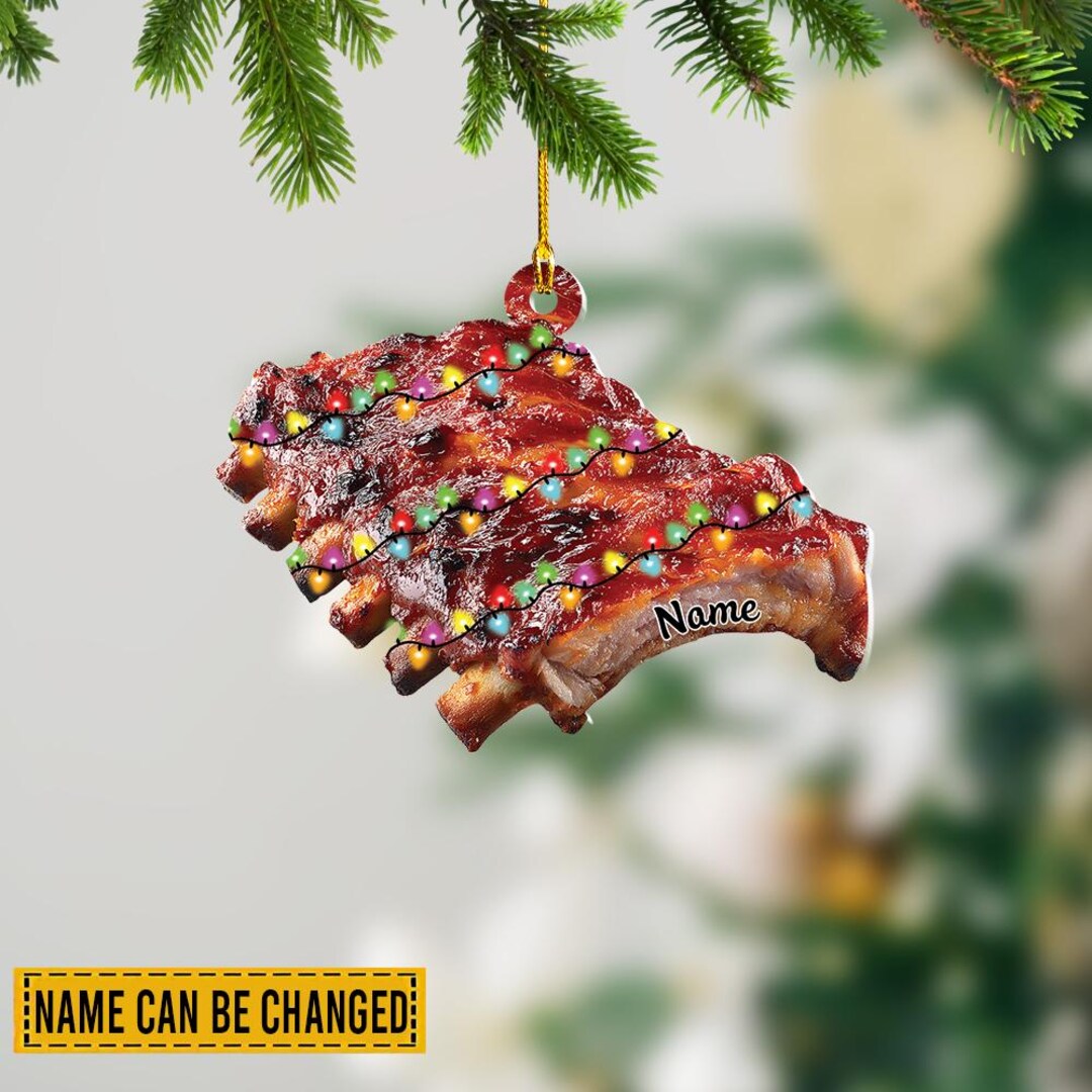 Personalized Grilled Ribs Christmas Ornament, Ribs Ornament, Kitchen ...