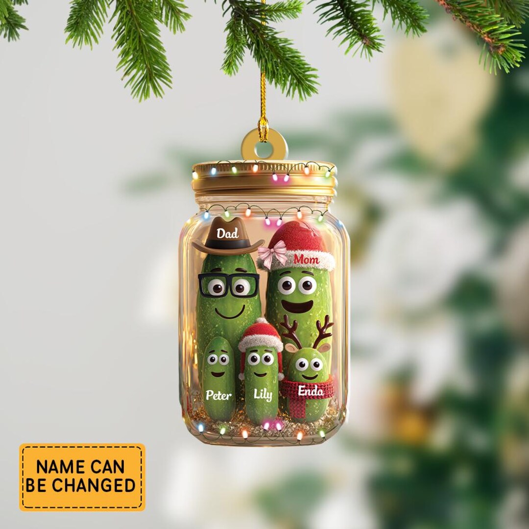 Personalized Family Pickle Jar Ornament – Funny Christmas Ornament ...