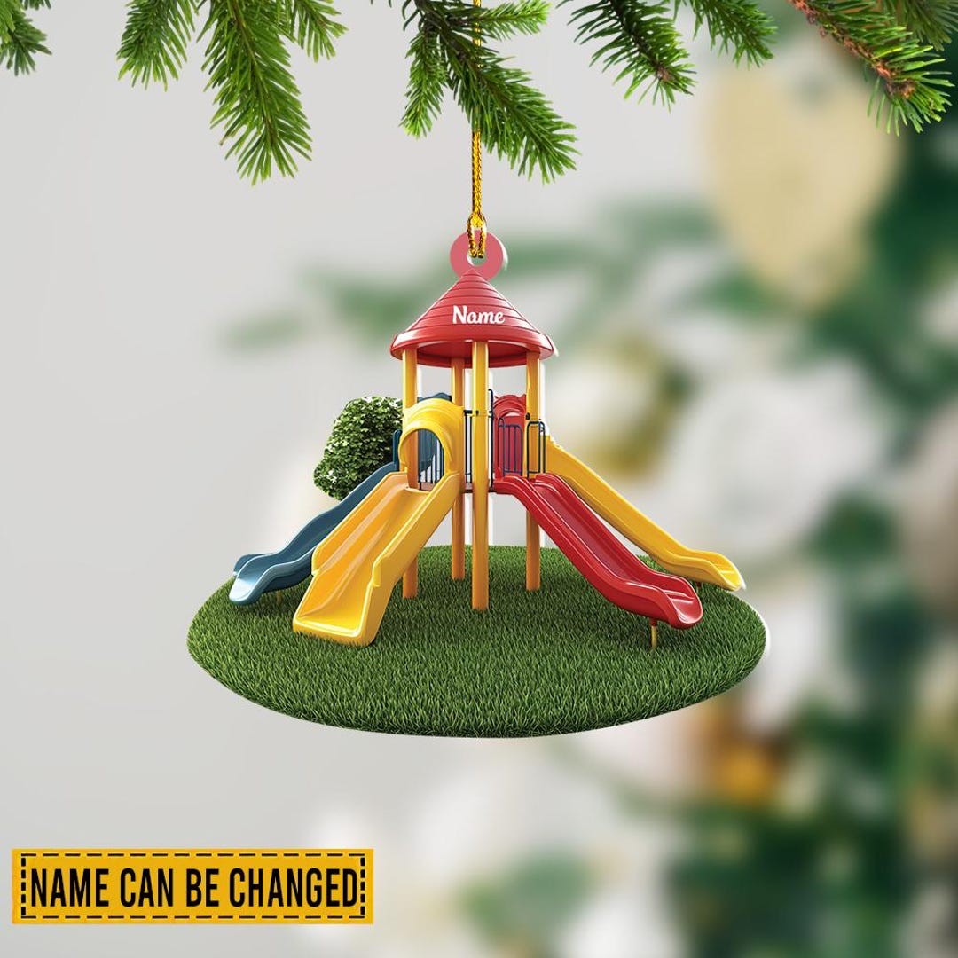 Personalized Kids Playground Christmas Ornament, Child’s Slide Ornament ...