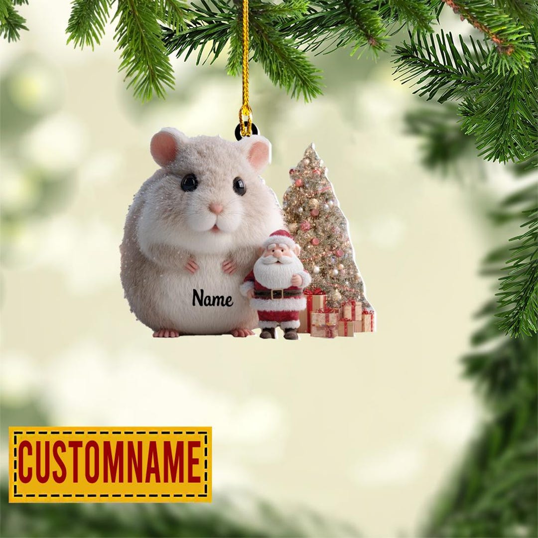 Personalized Hamster Ornament, Custom Small Pet and Santa Christmas ...