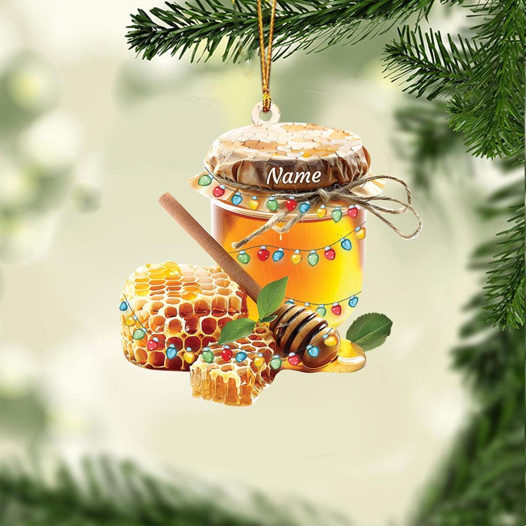 Personalized Natural Honey 2D Flat Ornament, Natural Honey Christmas ...