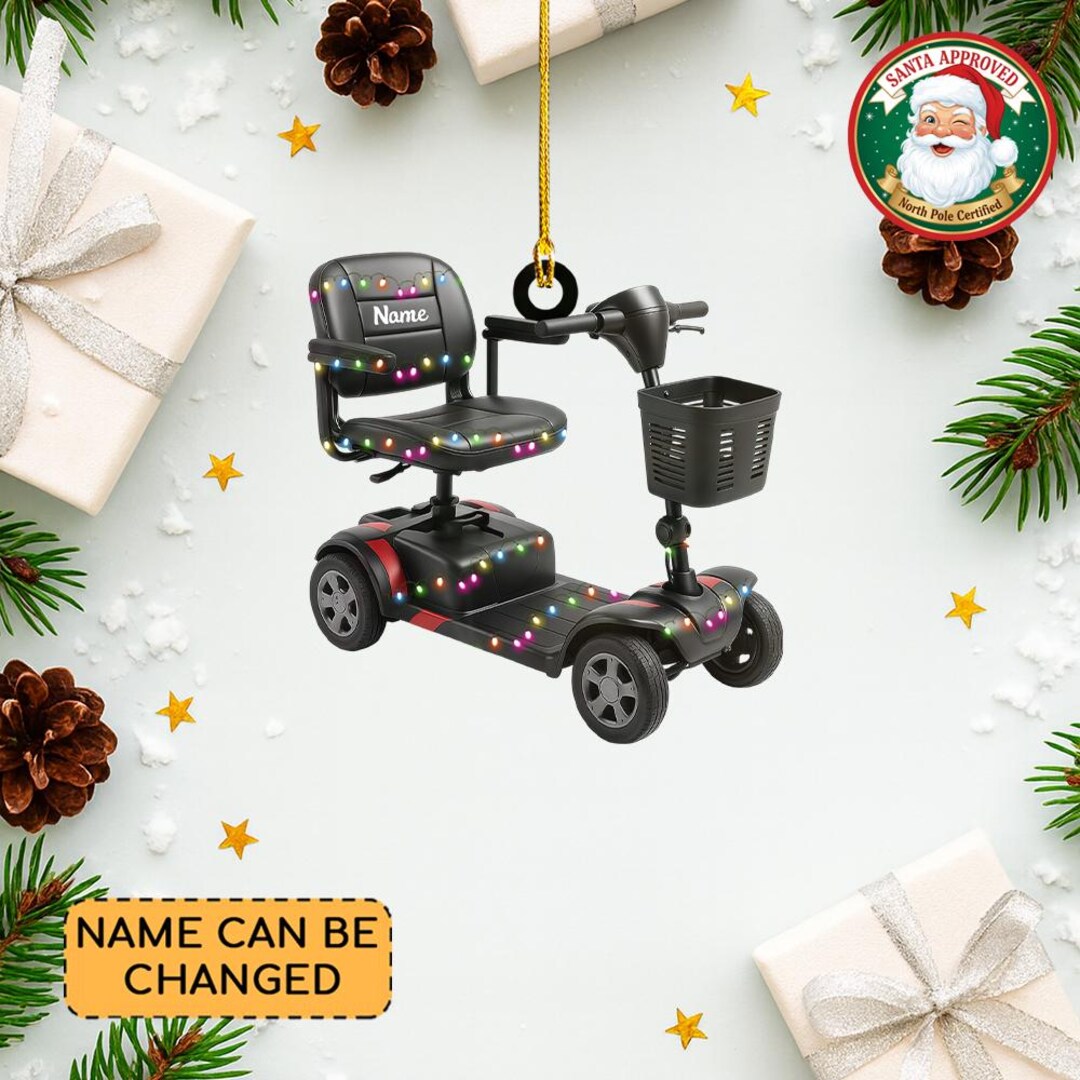 Personalized Power Scooter Christmas Ornament, Four Wheels Scooter ...