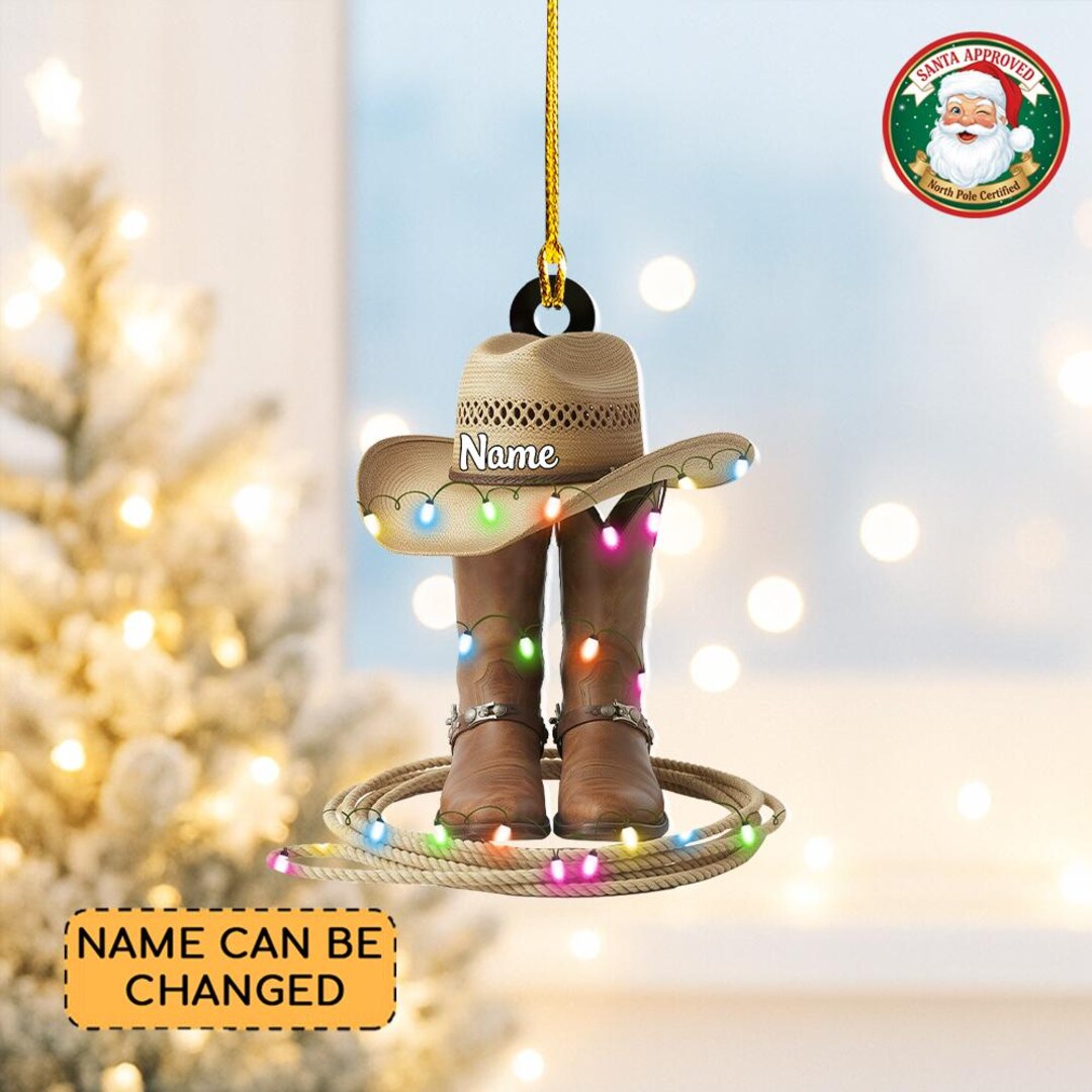 Personalized Cowboy Boots Christmas Ornament, Western Cowboy Ornament ...