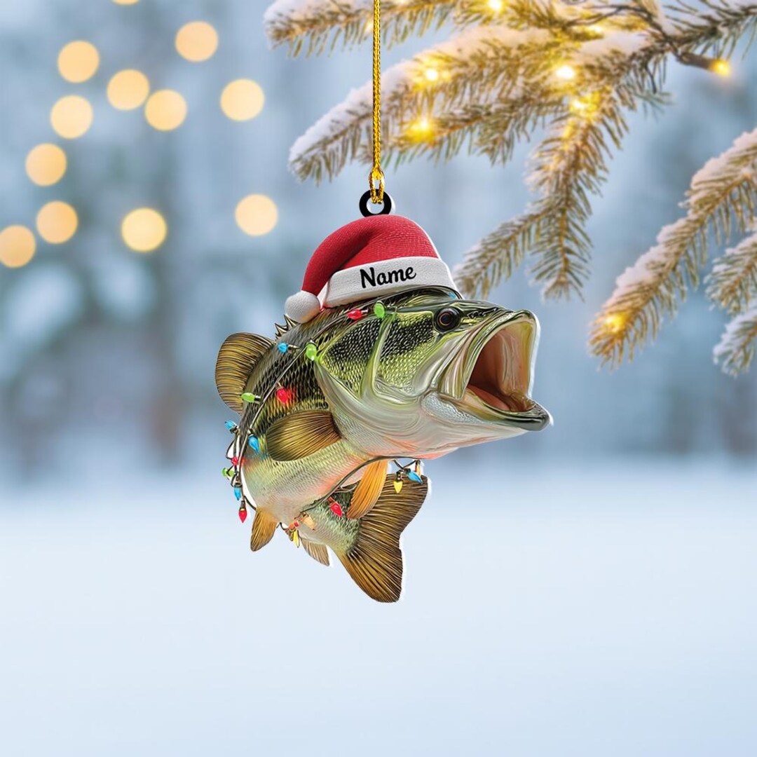 Personalized Largemouth Bass Fish Ornament, Bass Fish Christmas Lights ...