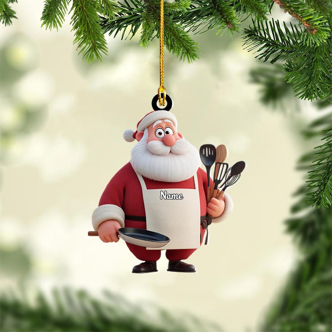 Personalized Santa Chef Ornament, Custom Cooking Gift, Santa With ...