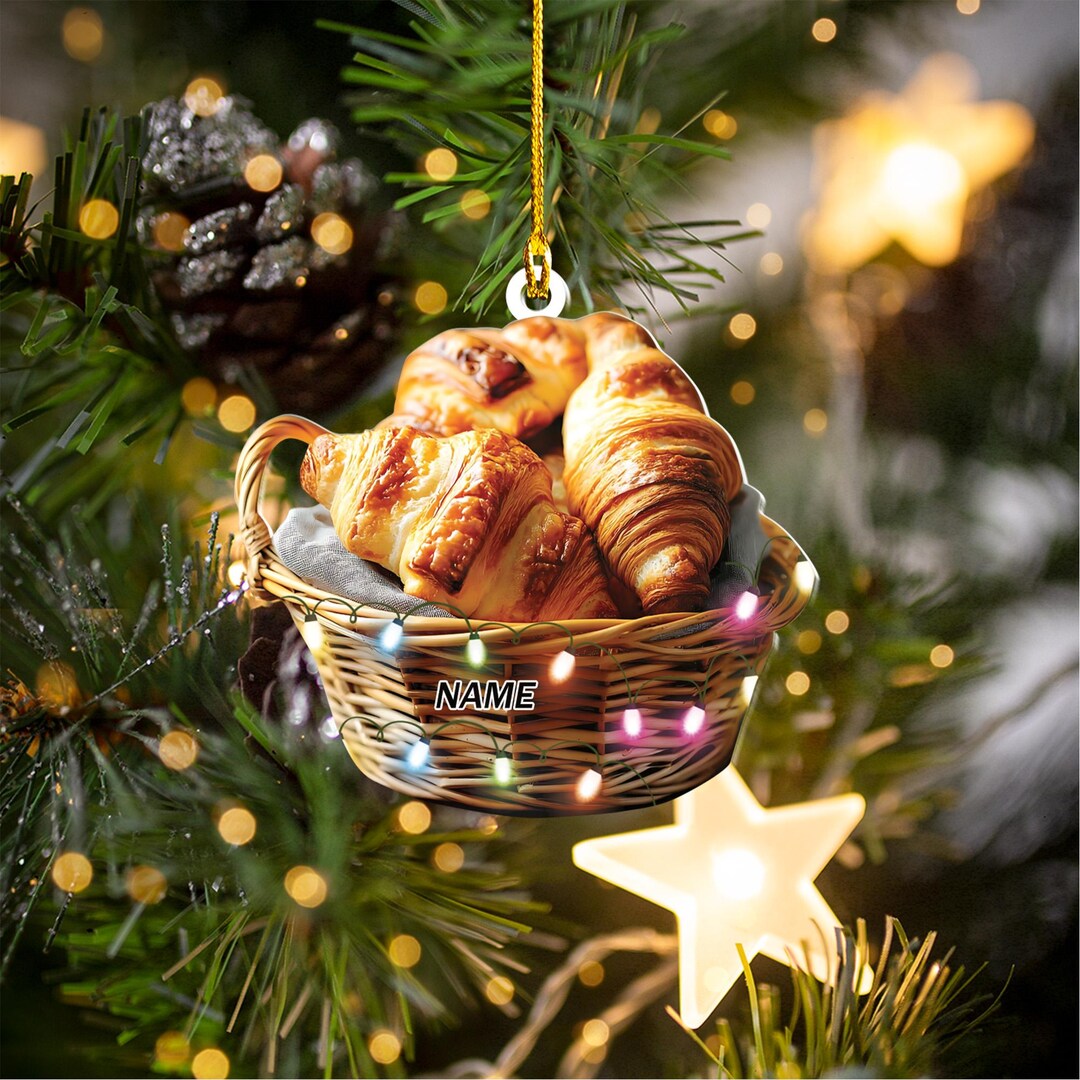 Personalized Croissant Basket Christmas Ornament – Custom Name Bakery ...