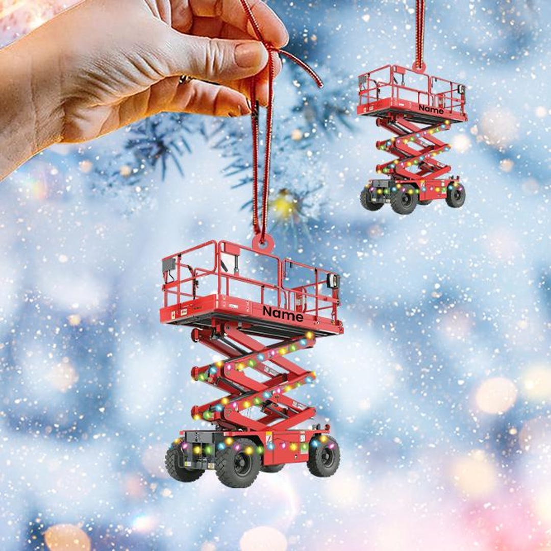Personalized Scissor Lift Christmas Ornament, Construction Equipment ...