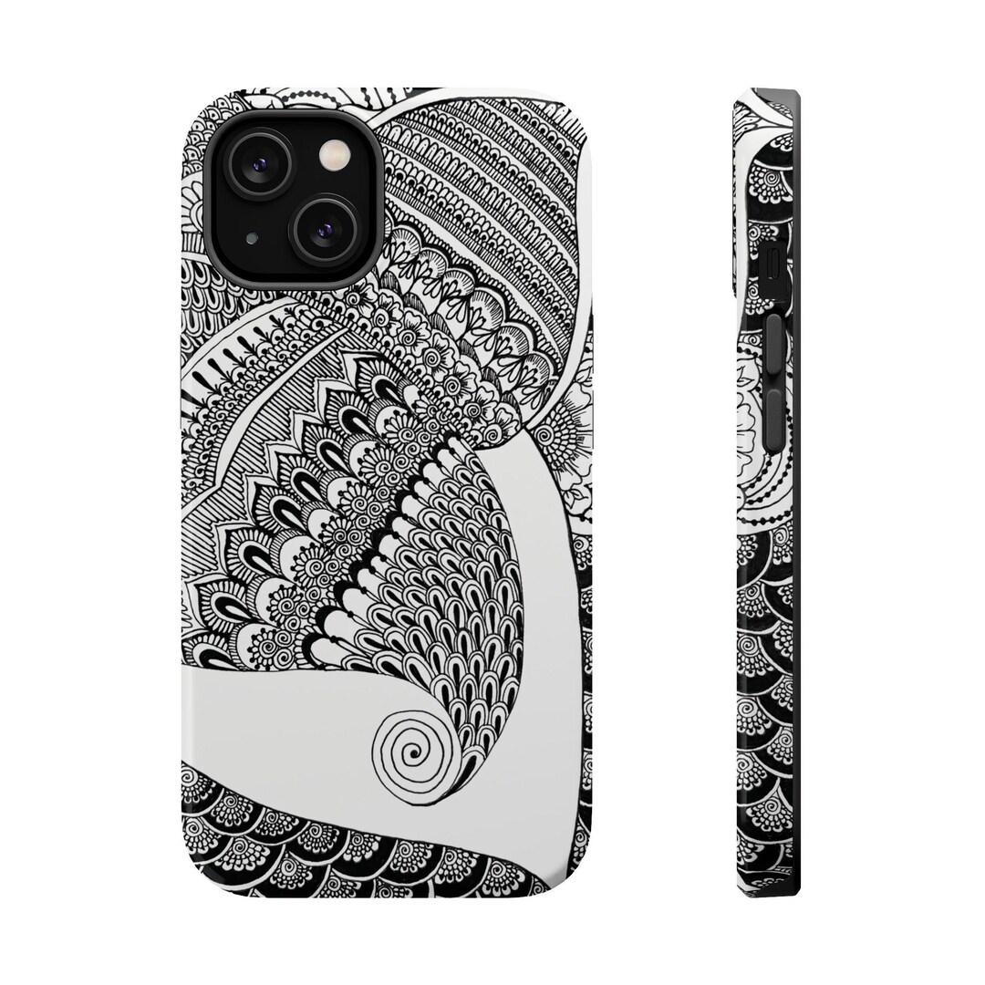 Hand-drawn Black and White Doodle iPhone Case | Artistic Mandala Style ...