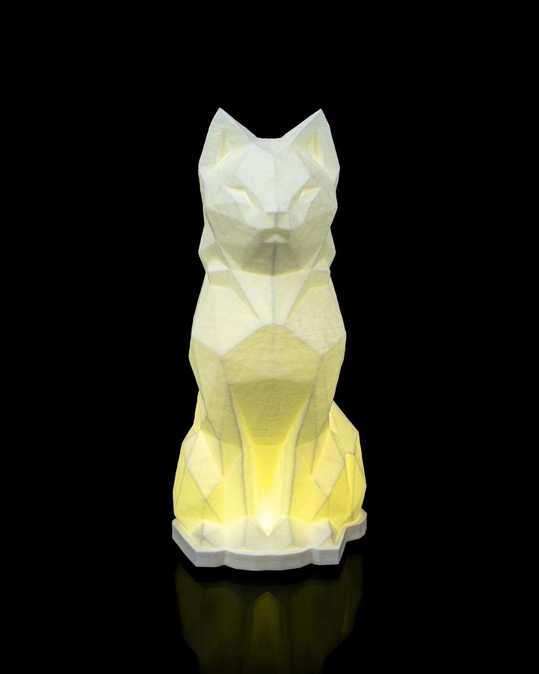 Low Poly Cat Table Lamp - 3D Printed Geometric Cat Night Light | Modern ...
