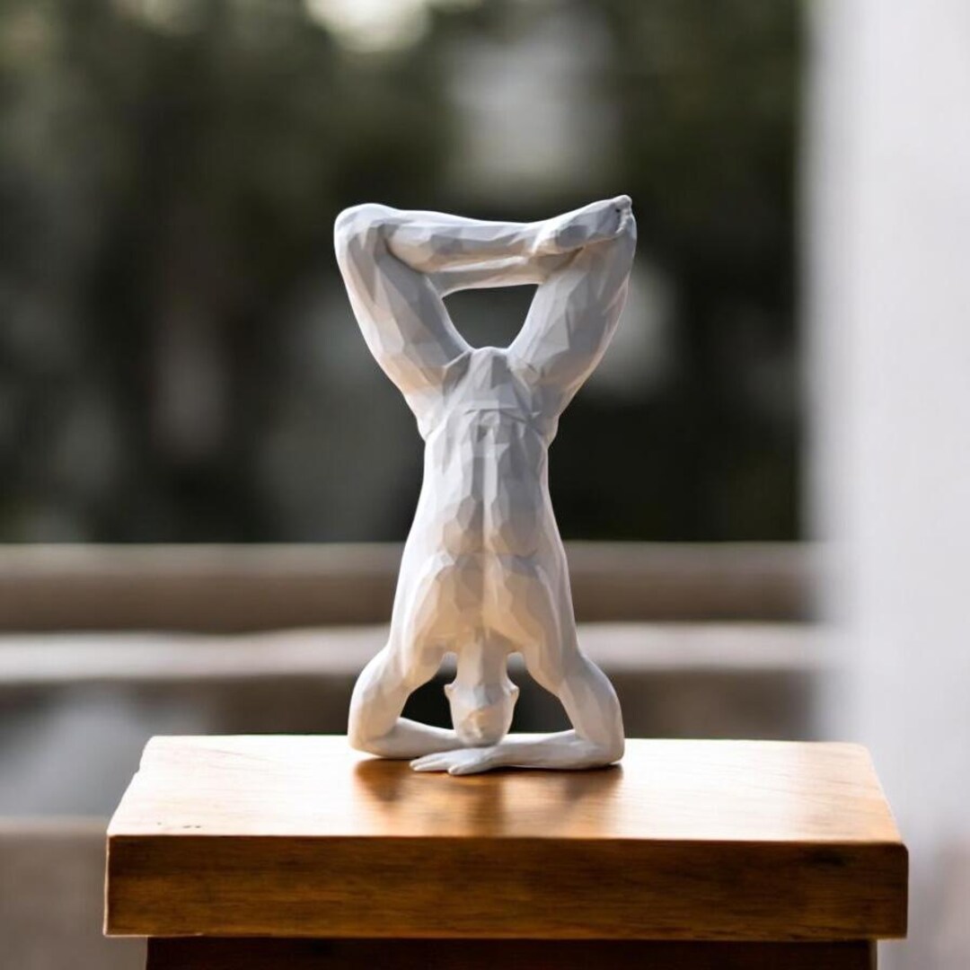 Low Poly Male Yoga Statue – Headstand Pose – 3D Printed Modern Decor - Etsy