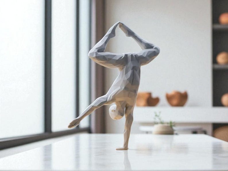 Low Poly Yoga Statue | 3D Printed Handstand Pose Yoga Figurine Decor - Etsy