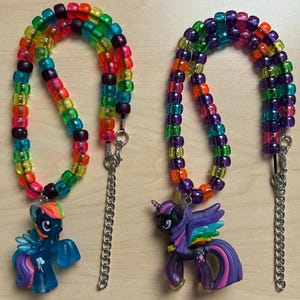 MLP Kandi Necklace My Little Pony Rainbow Dash Scene Rave Stars Pinkie ...