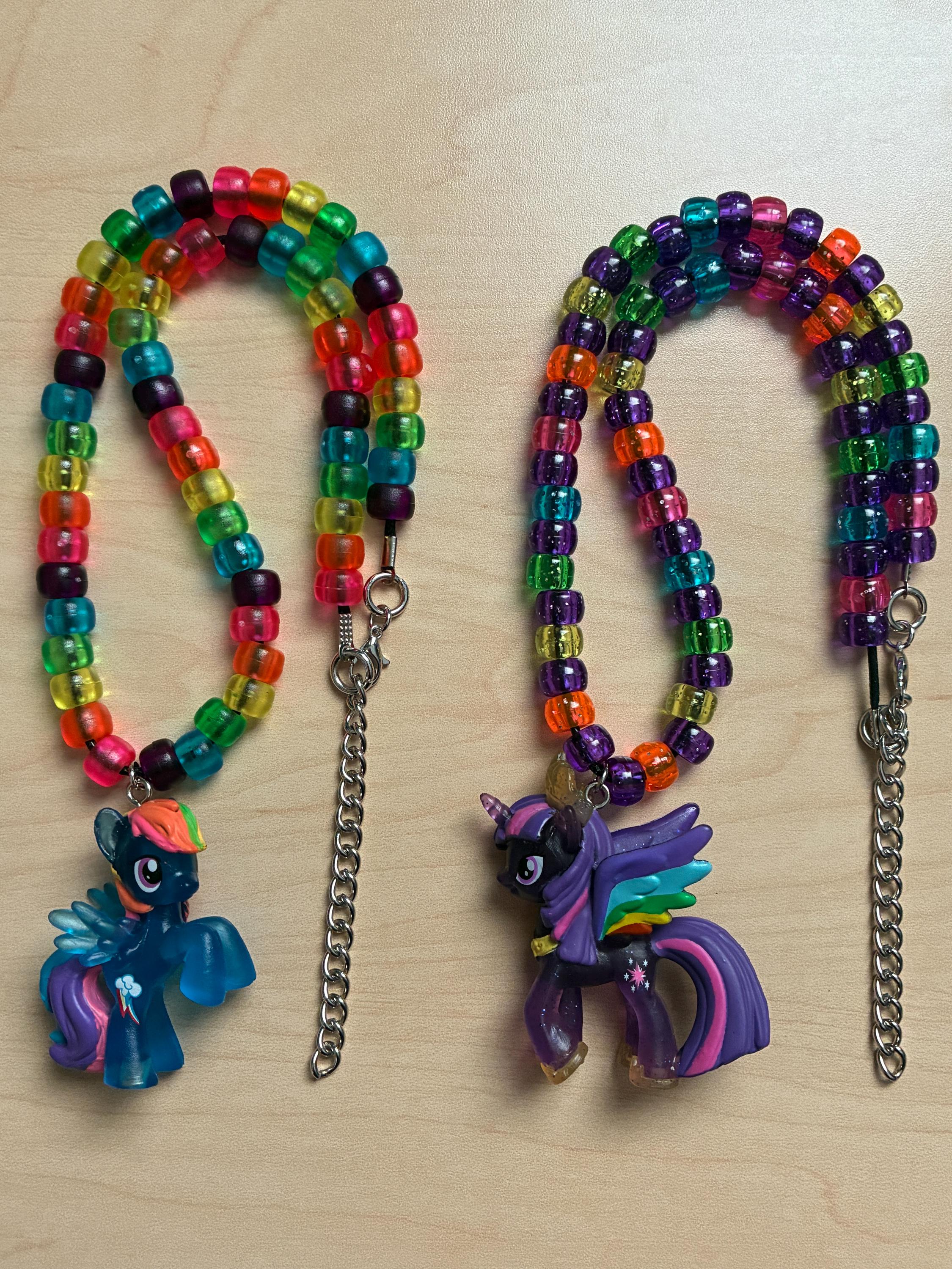 MLP Kandi Necklace My Little Pony Rainbow Dash Scene Rave Stars Pinkie ...