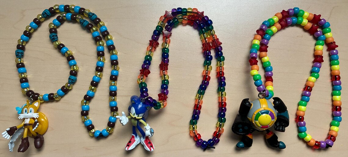 Sonic Kandi Necklace Sonic the Hedgehog Scene Rave Colorful Rainbow ...