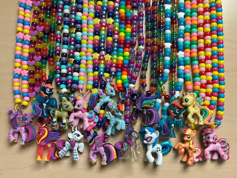 MLP Kandi Necklace My Little Pony Rainbow Dash Scene Rave Stars Pinkie ...
