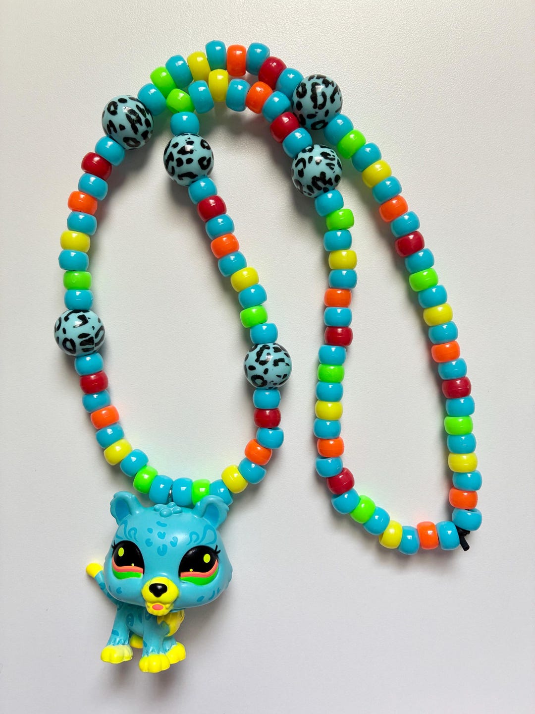 LPS Kandi Necklace Littlest Pet Shop Leopard Glow in the Dark Neon ...