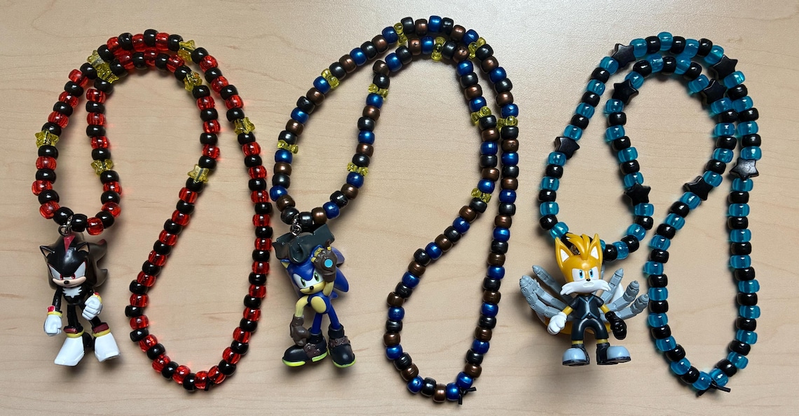 Sonic Kandi Necklace Sonic the Hedgehog Scene Rave Colorful Rainbow ...