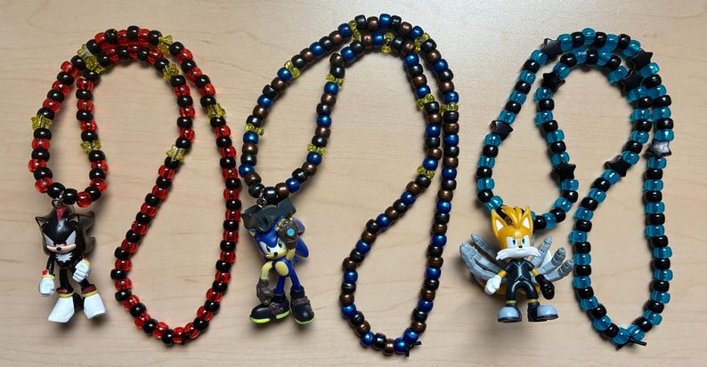 Sonic Kandi Necklace Sonic the Hedgehog Scene Rave Colorful Rainbow ...