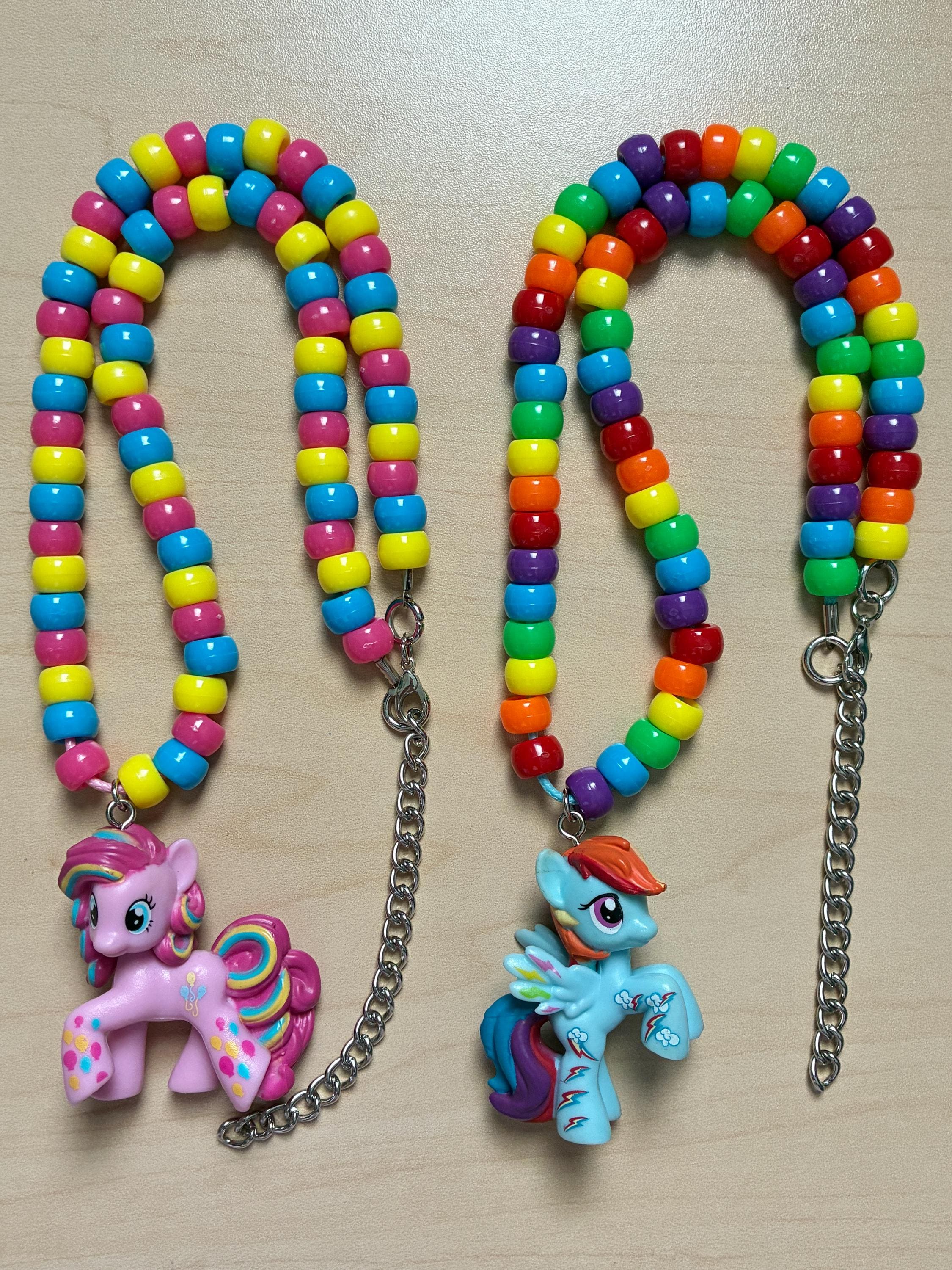 MLP Kandi Necklace My Little Pony Rainbow Dash Scene Rave Stars Pinkie ...