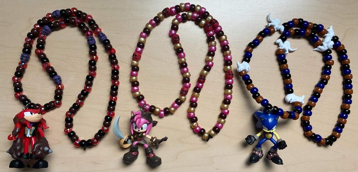 Sonic Kandi Necklace Sonic the Hedgehog Scene Rave Colorful Rainbow Sonic Prime Stars Tails Amy ...