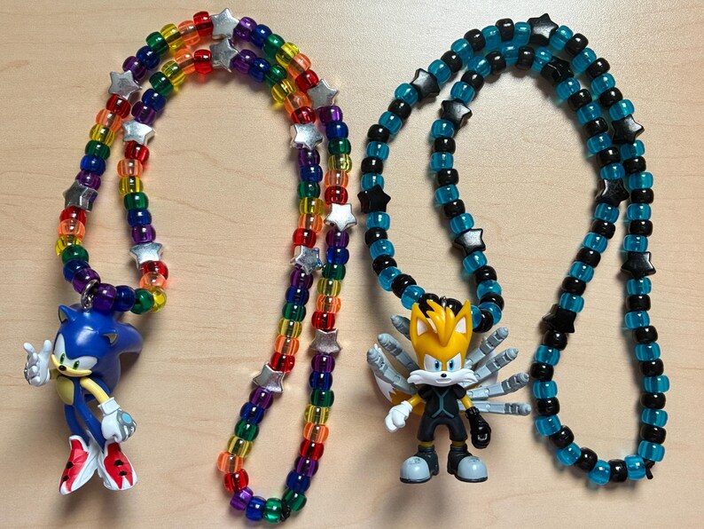 Sonic Kandi Necklace Sonic the Hedgehog Scene Rave Colorful Rainbow ...