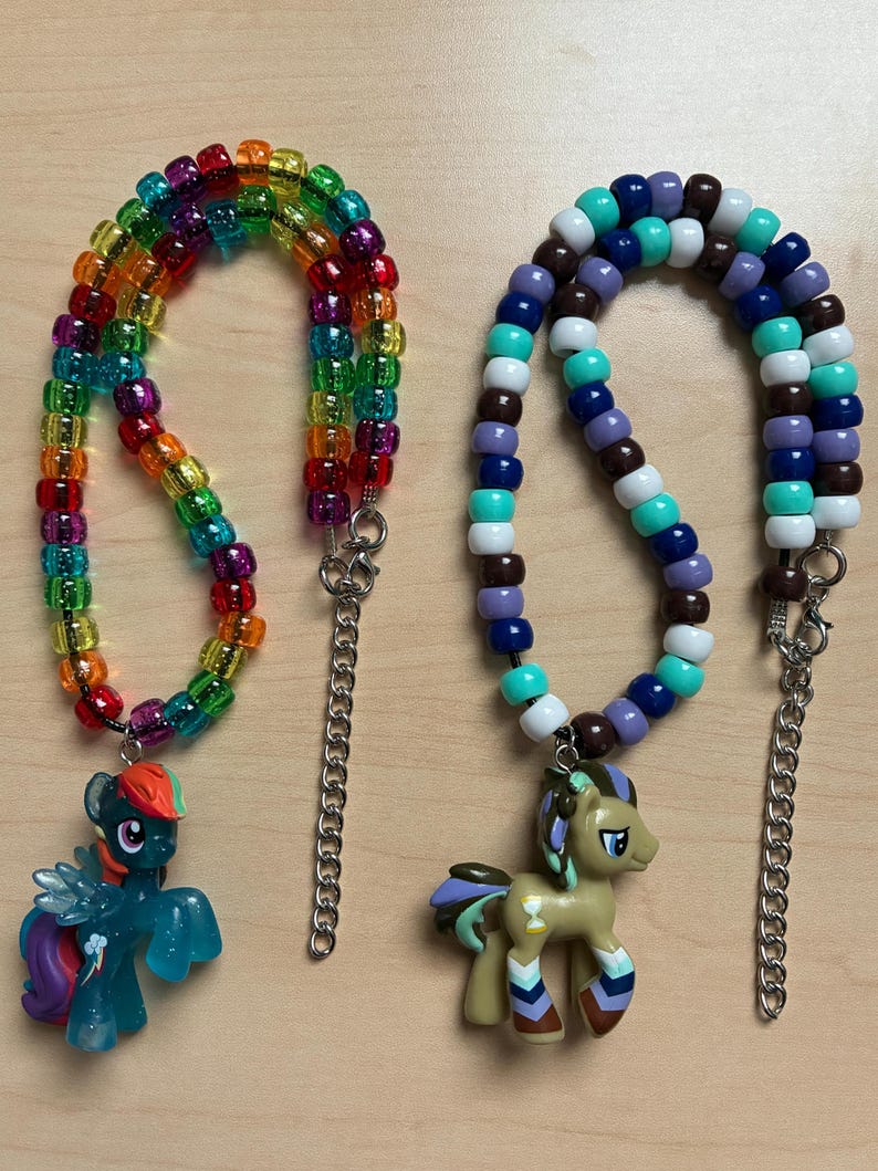 MLP Kandi Necklace My Little Pony Rainbow Dash Scene Rave Stars Pinkie ...
