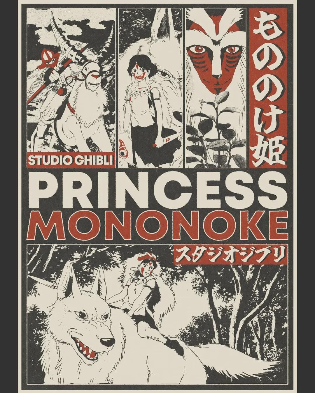 Princess Mononoke Movie Poster - Ghibli Movie Wall Art Decor ...