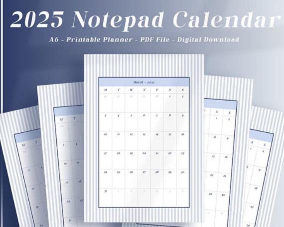 2025 Notepad Calendar | Printable Monthly Planner | Minimalist Yearly ...