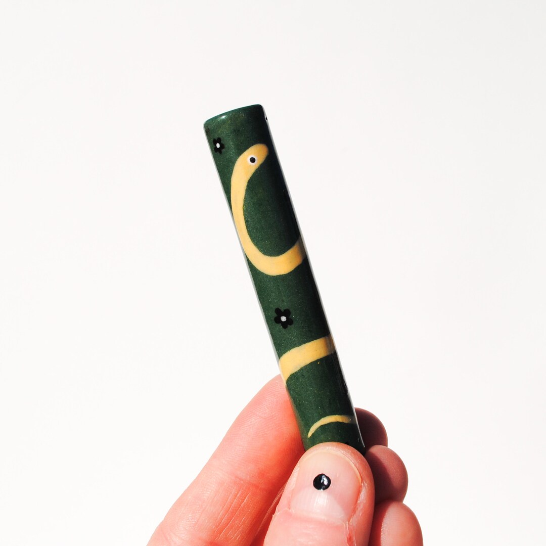 Ceramic Pipe One Hitter Hand Painted Wrap Around Snake and - Etsy