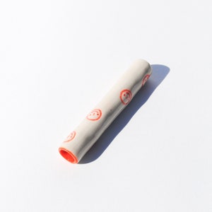 Chillum Ceramic Pipe One Hitter Porcelain Stamped Smiley Faces Red ...