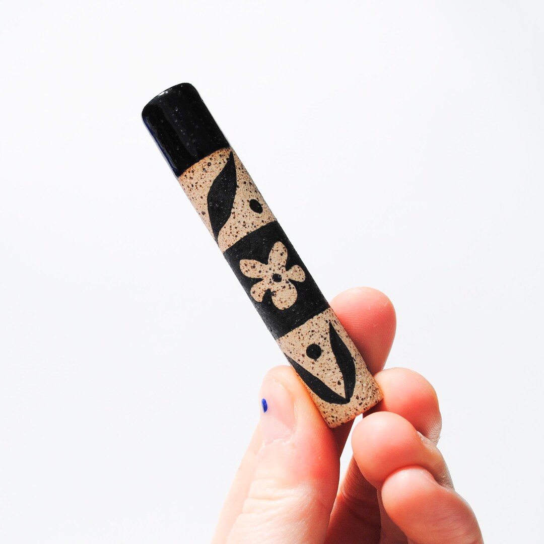 Chillum Ceramic Pipe Flower Blocks on Speckled Stoneware - Etsy
